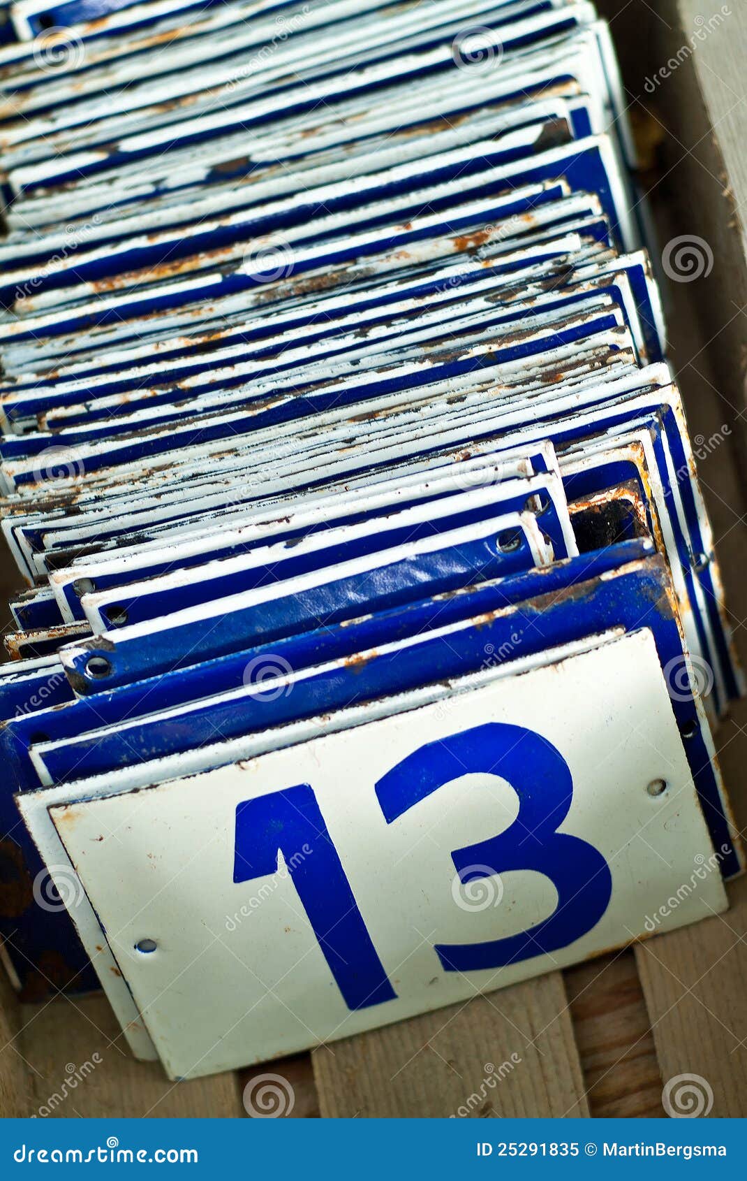Enamel Number Plates with Thirteen in Front Stock Image - Image of ...