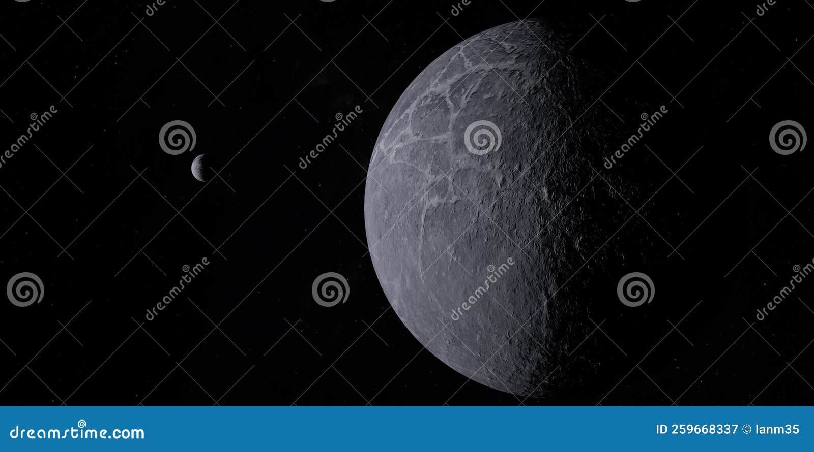 Enano Planeta 90482 Orcus Con Luna De Vana Stock de ilustración ...