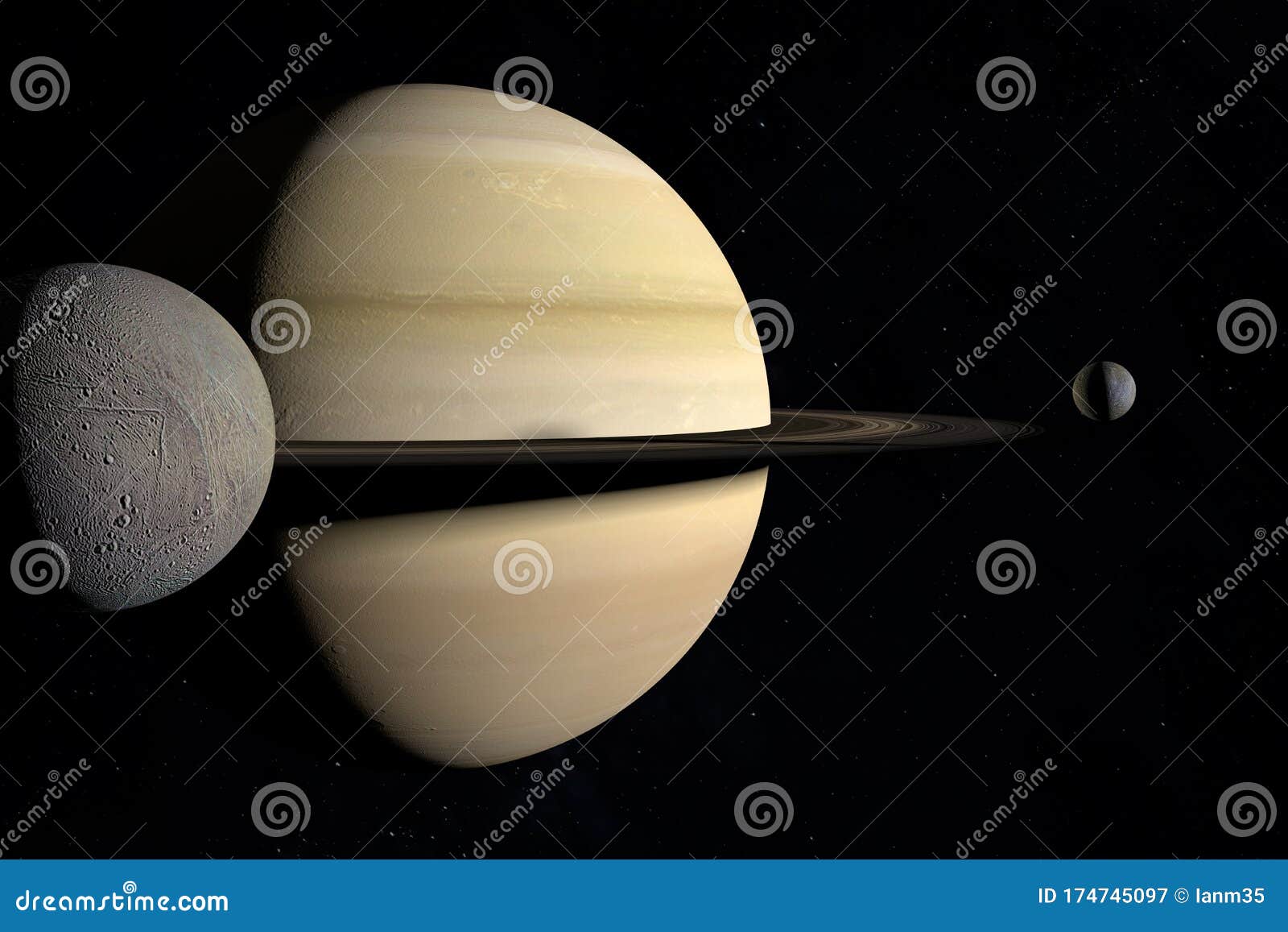 Enceladus Orbiting Around the Saturn Planet Together To Mimas. 3d ... Enceladus Orbiting Around the Saturn Planet Together To Mimas. 3d ...