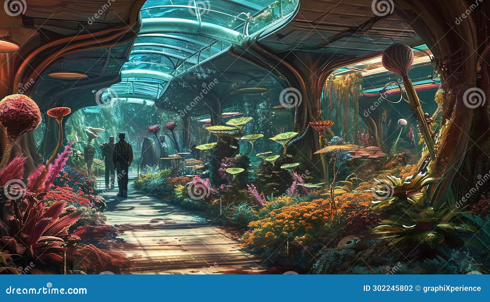 Enchanted Alien Botanical Garden Stock Illustration - Illustration of ...