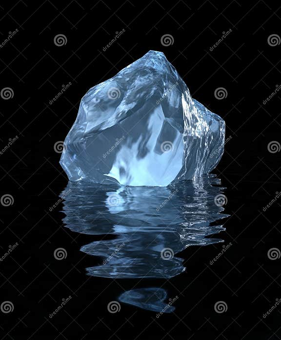 An Enchanted Blue Gem Floating Over Water in a 3D Rendering. Stock ...