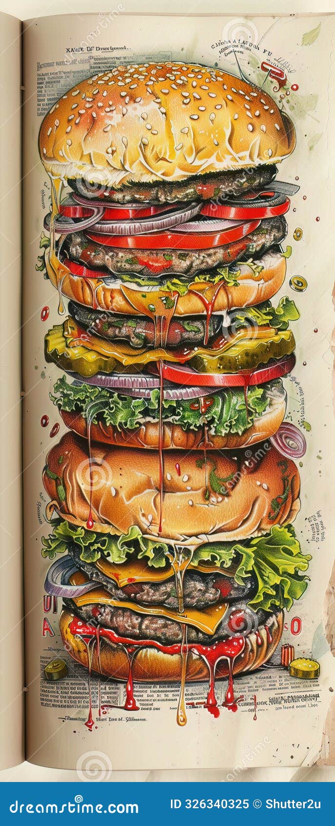 An Enchanted Book Where Each Page is a Different Burger Adventure Stock ...