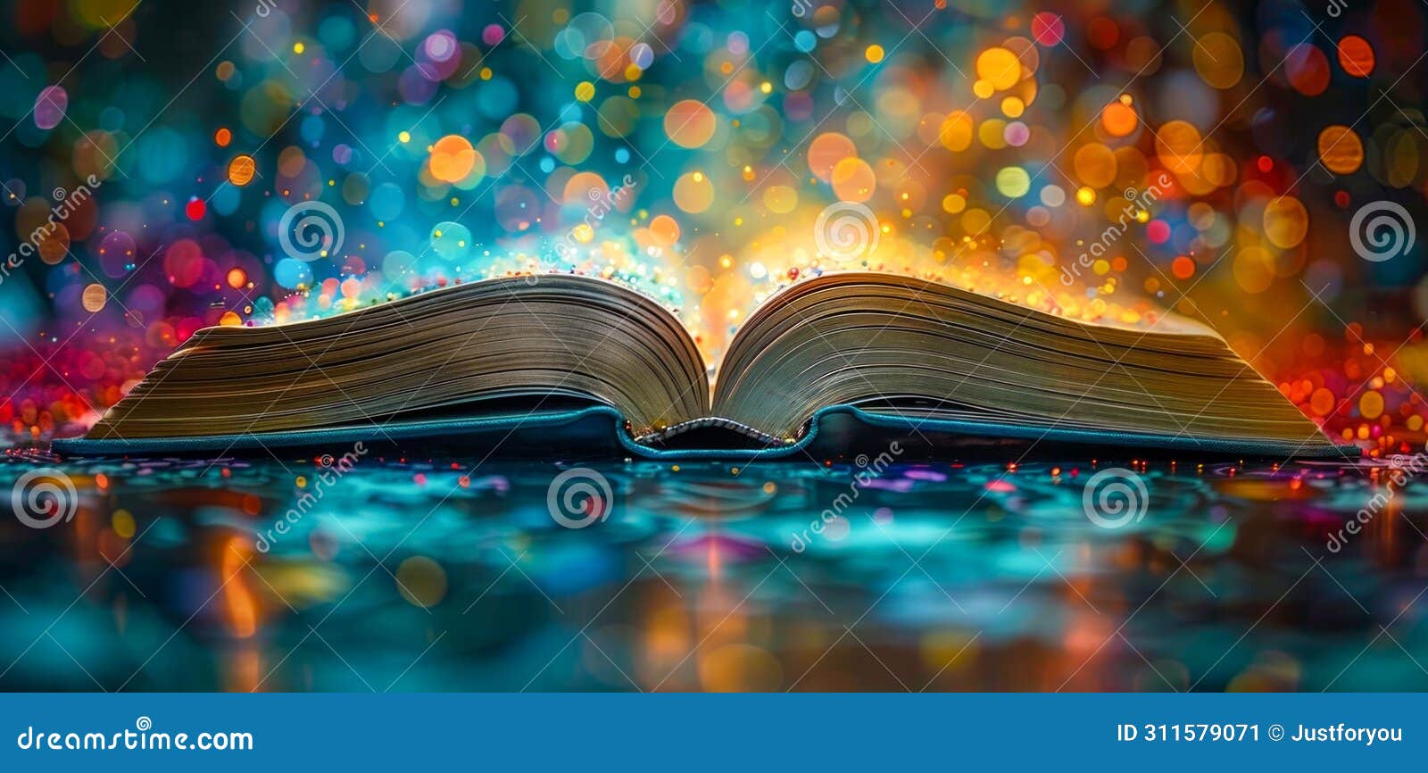 Enchanted Book Emitting Magical Golden Light Stock Photo ...