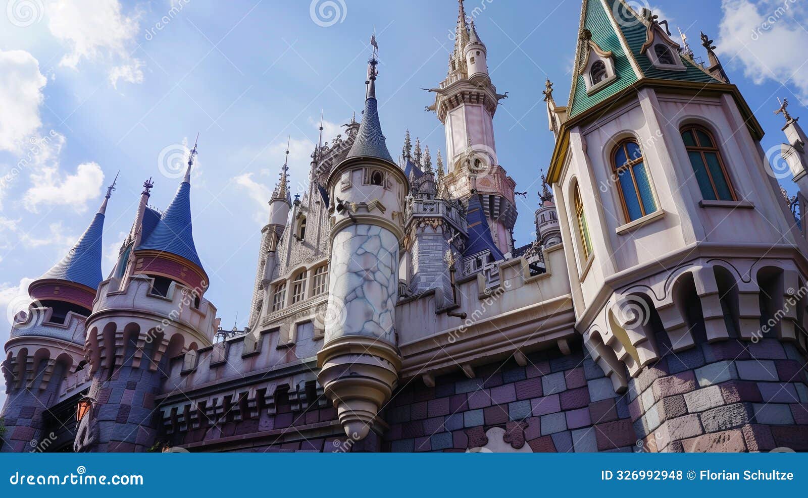 Enchanted Castle with Flying Buttresses and Turrets Stock Illustration ...