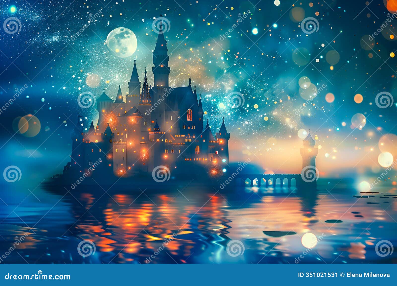 Enchanted Castle on Night Sky Stock Image - Image of enchanted, palace ...