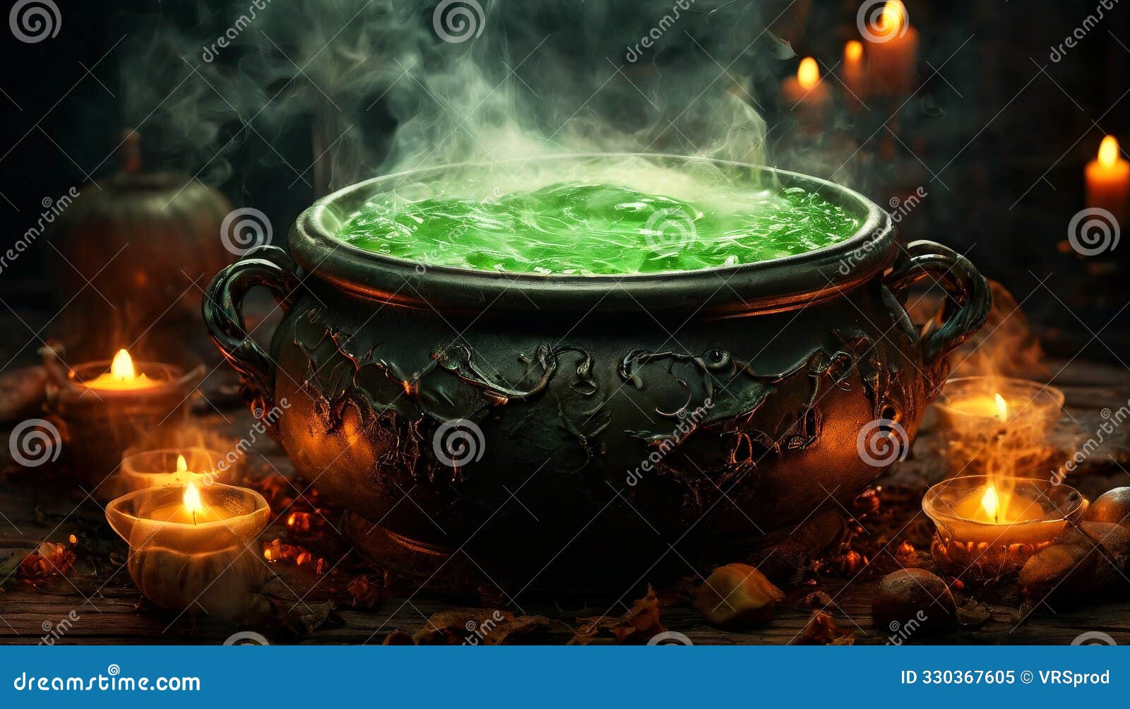 Mystical Cauldron In Enchanted Forest Stock Photography | CartoonDealer ...
