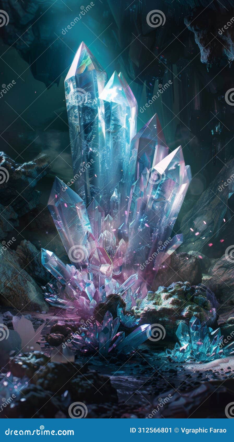 Enchanted Crystal Cave with Luminous Gemstones Stock Image - Image of ...