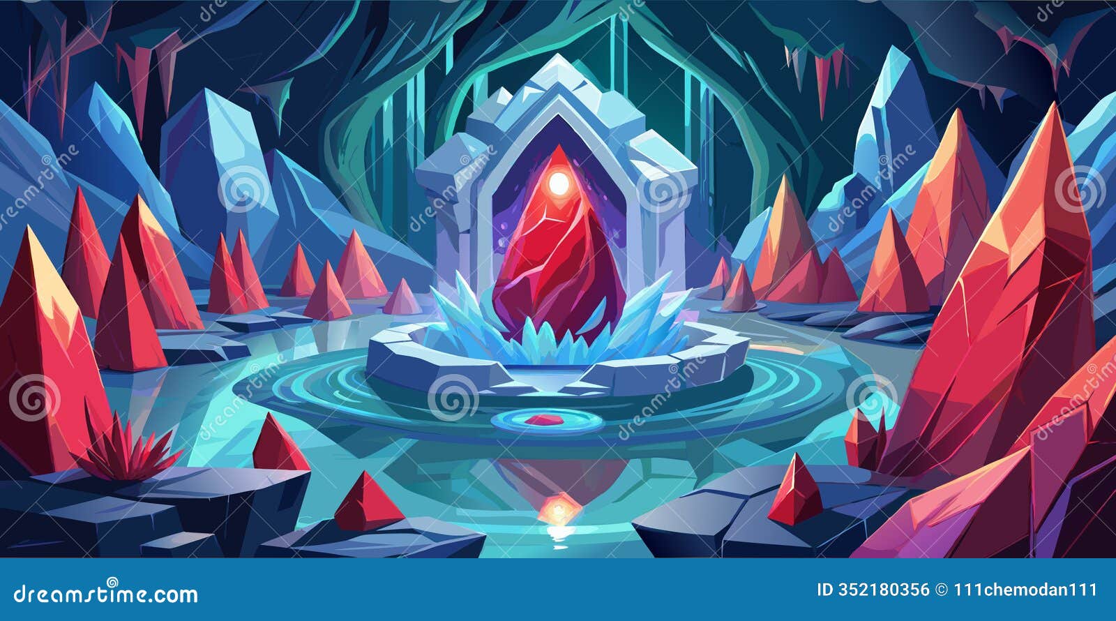 Enchanted Crystal Grotto: A Mystical Mossy Haven Royalty-Free Stock ...