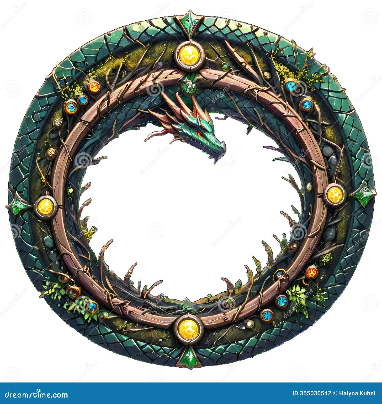 Enchanted Dragon Guardian Token Ring with Magical Orbs and Nature ...
