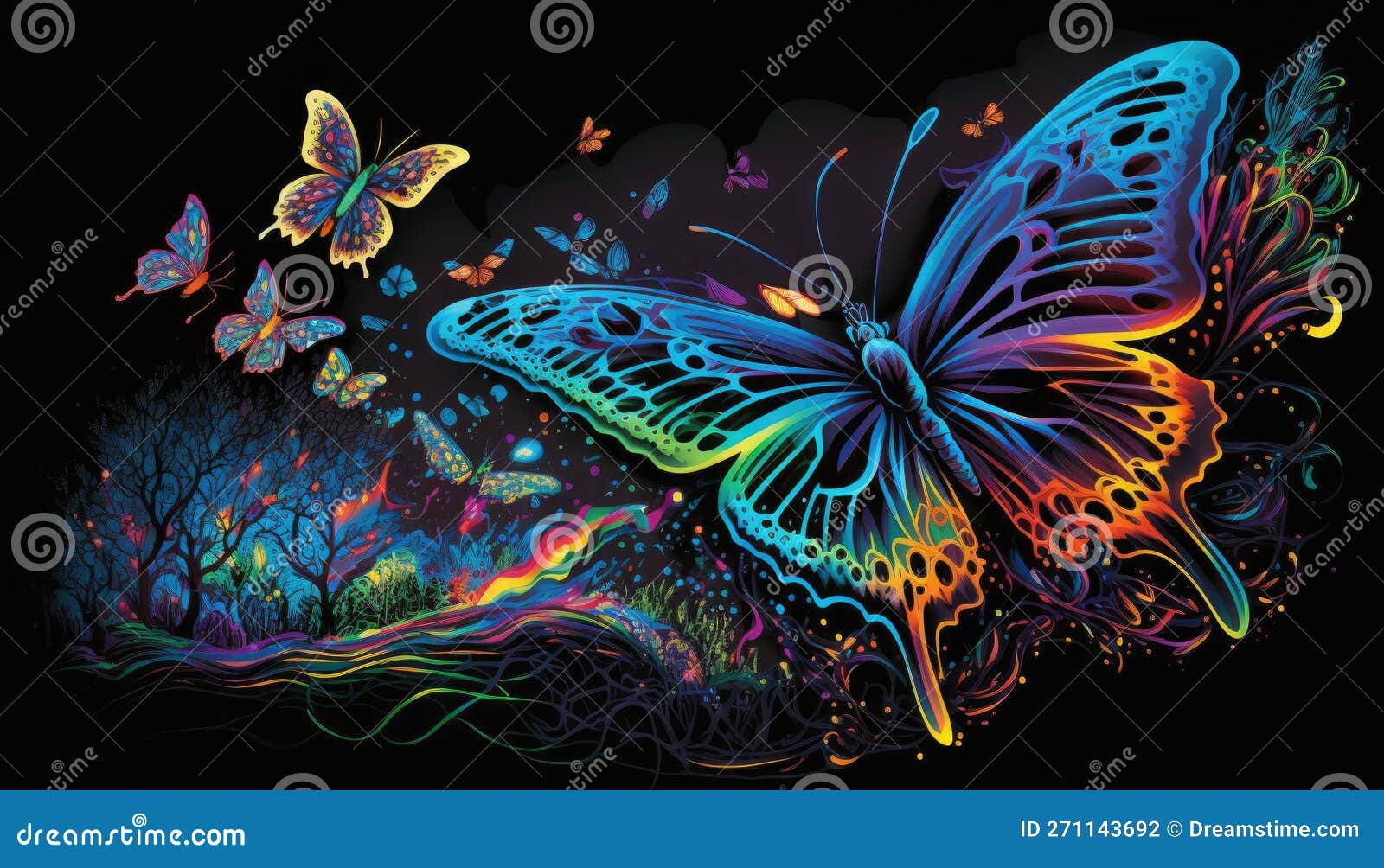 The Enchanted Flight of the Mystic Butterfly. Generative AI Stock ...