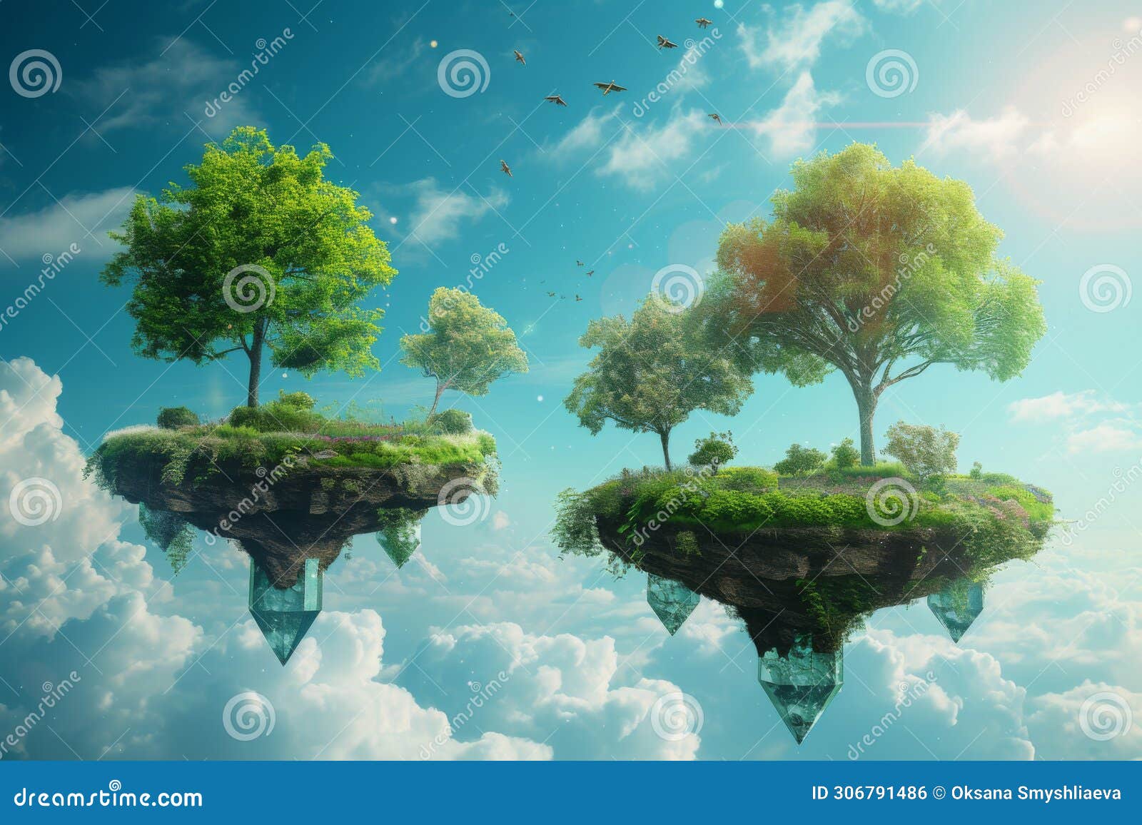 Enchanted Floating Islands with Crystalline Structures. Serene Islands ...