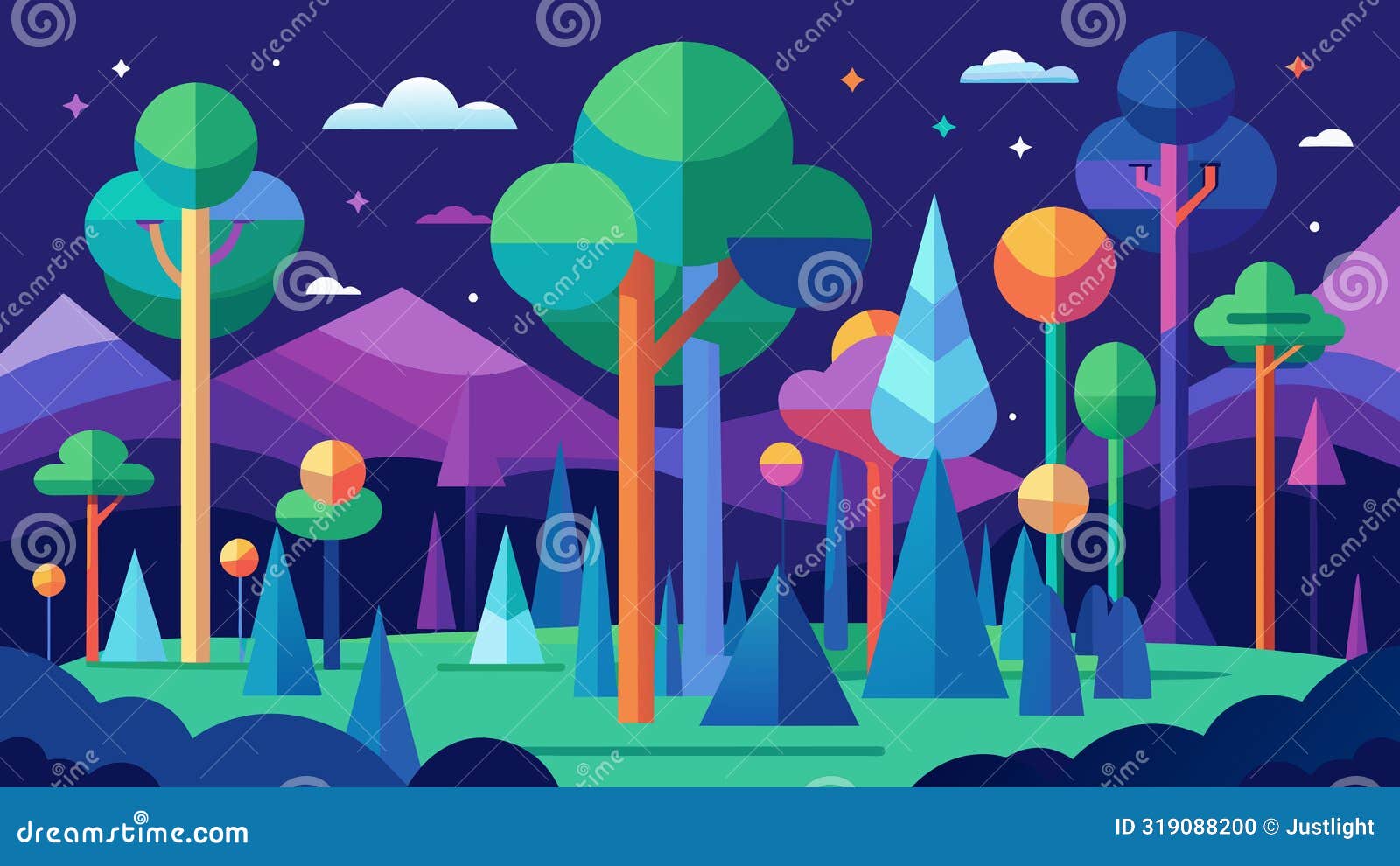 An Enchanted Forest of Abstract Shapes Each Tree a Visual ...