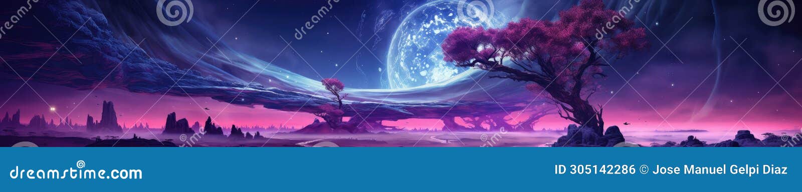 Enchanted Forest of an Alien World with Celestial Moons in the Sky ...