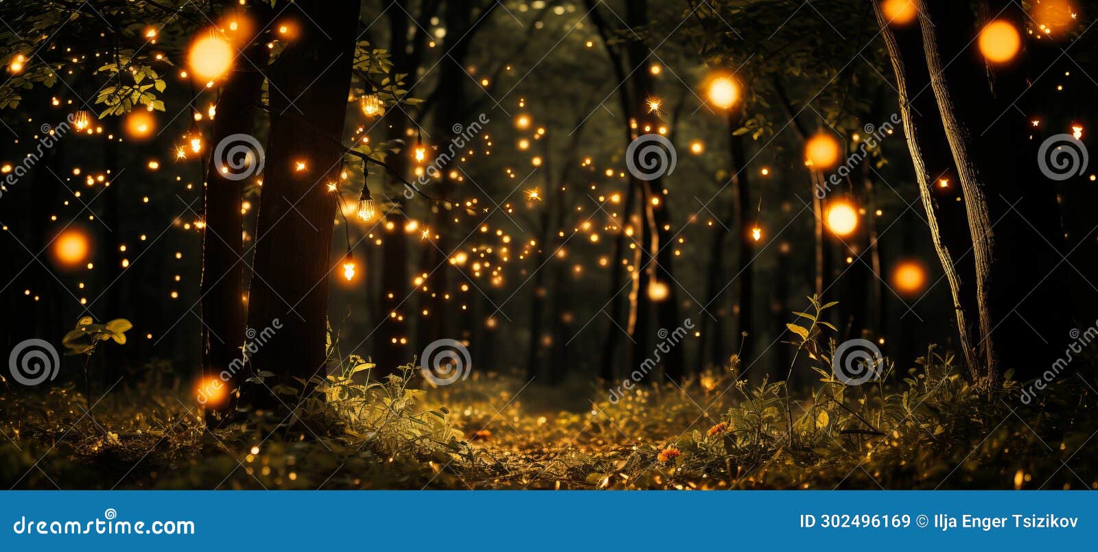 Enchanted Forest Clearing with Fireflies and Magical Creatures ...