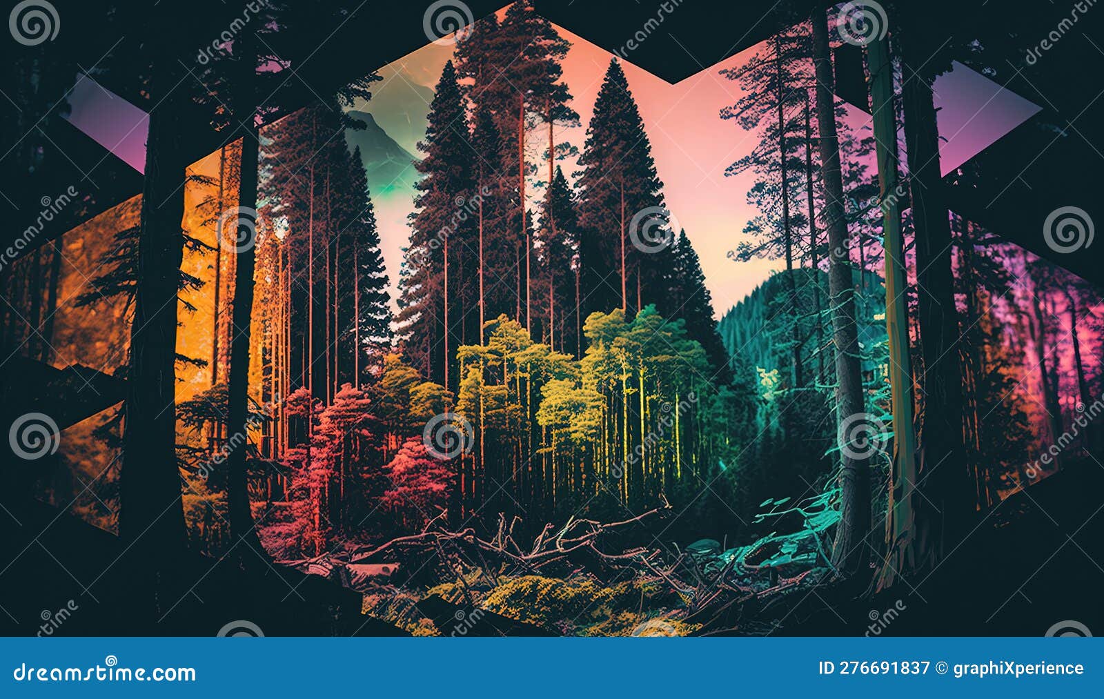 Enchanted Forest Collage stock illustration. Illustration of features ...