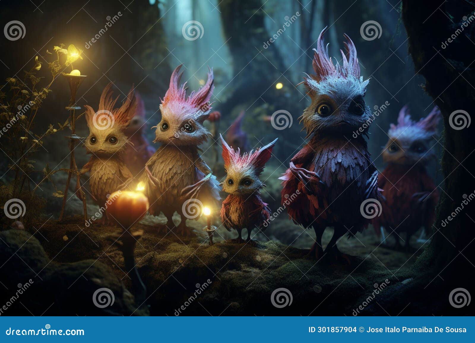 Enchanted Forest Creatures Magical Creatures in Stock Illustration ...