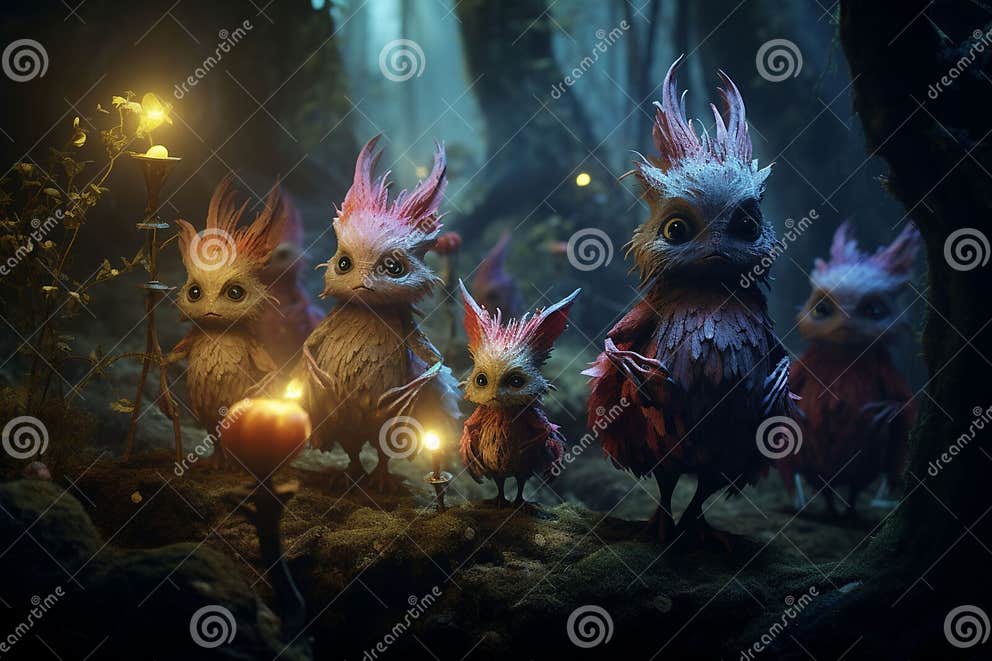 Enchanted Forest Creatures Magical Creatures in Stock Illustration ...