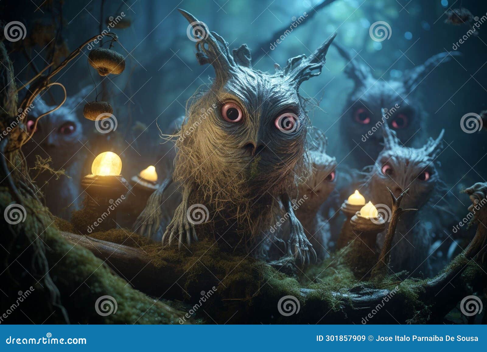 Enchanted Forest Creatures Magical Creatures in Stock Illustration ...