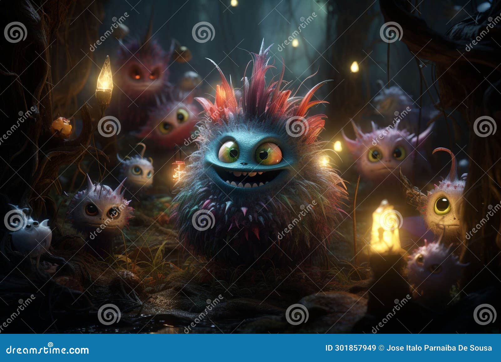 Enchanted Forest Creatures Magical Creatures in Stock Illustration ...