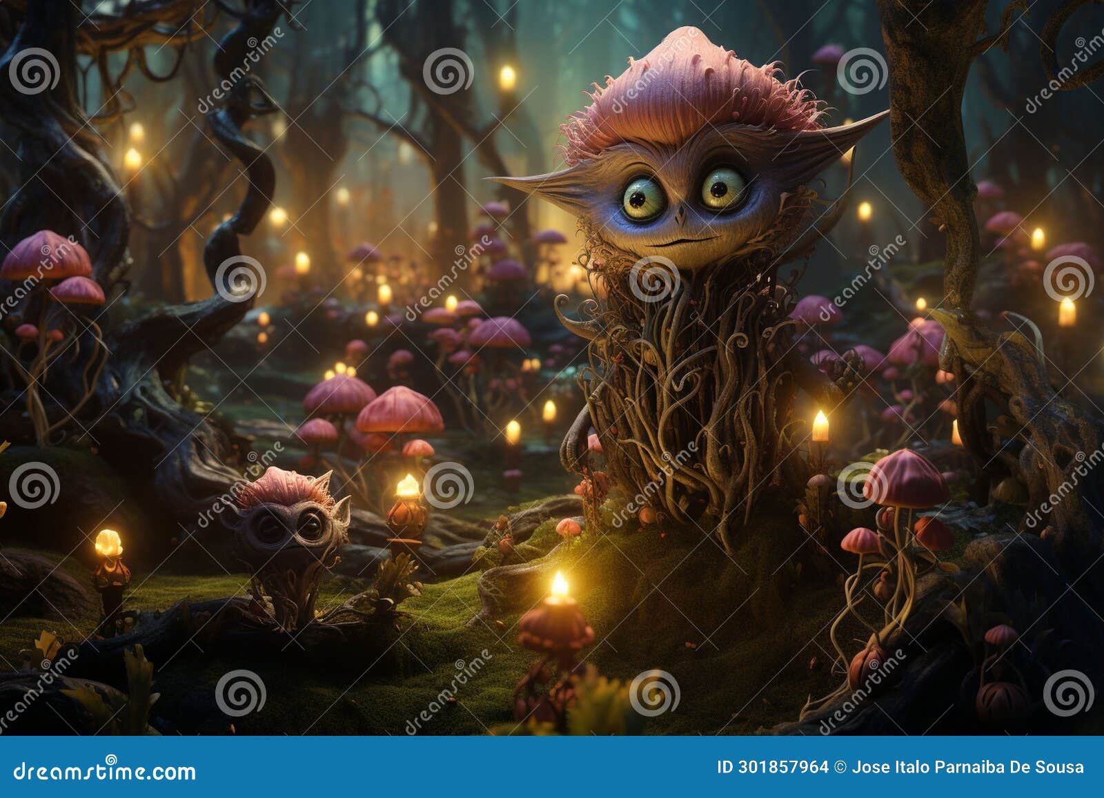 Enchanted Forest Creatures Magical Creatures in Stock Illustration ...