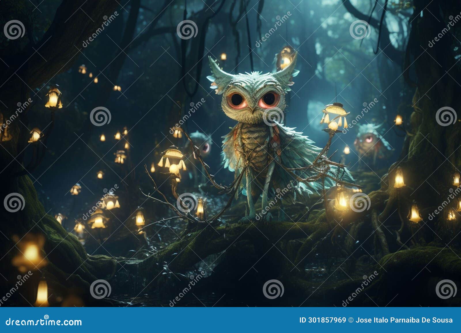 Enchanted Forest Creatures Magical Creatures in Stock Illustration ...