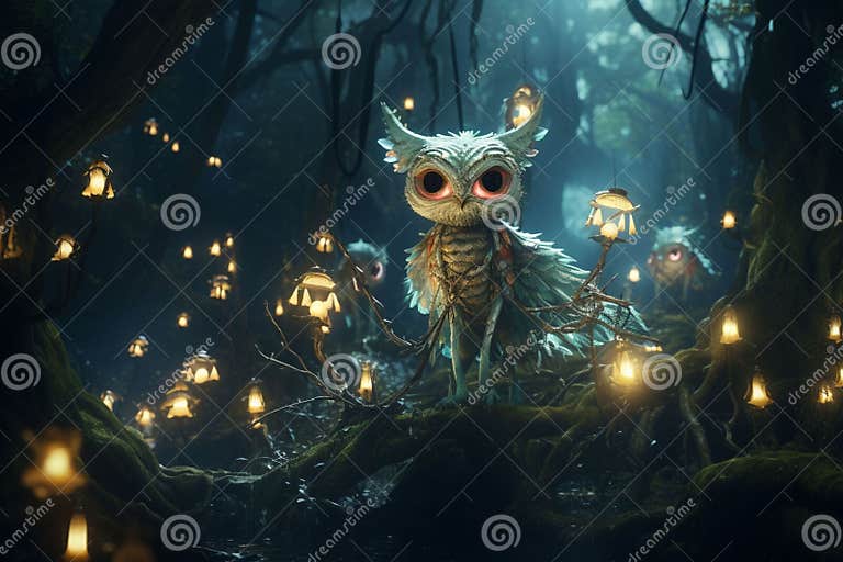 Enchanted Forest Creatures Magical Creatures in Stock Illustration ...