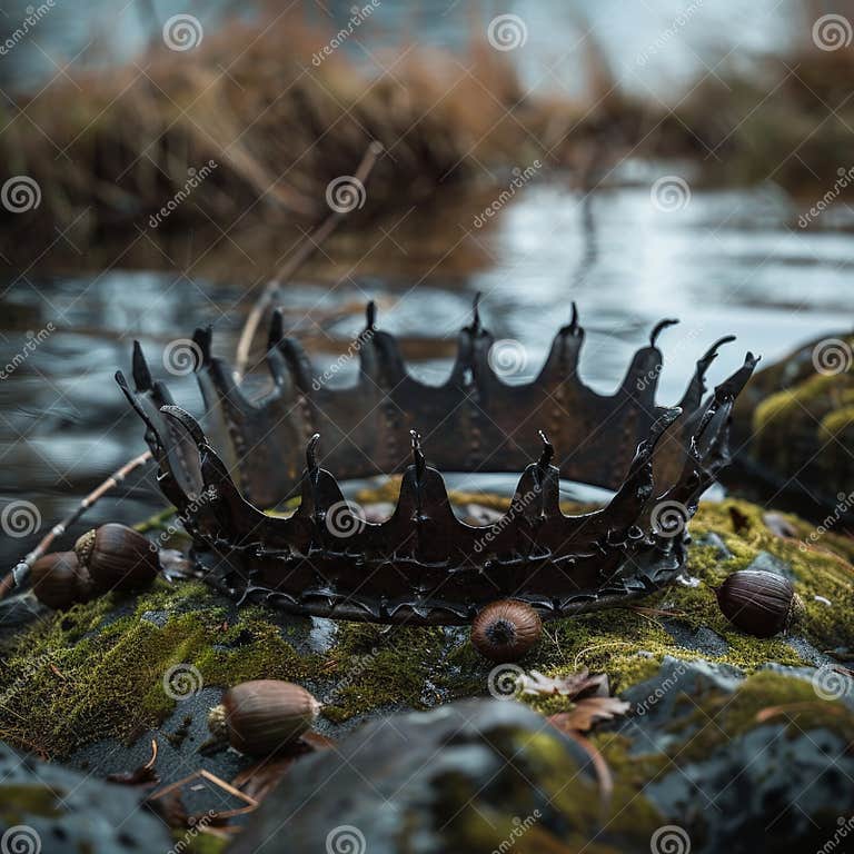 Enchanted Forest Crown on Moss-covered Ground Stock Illustration ...