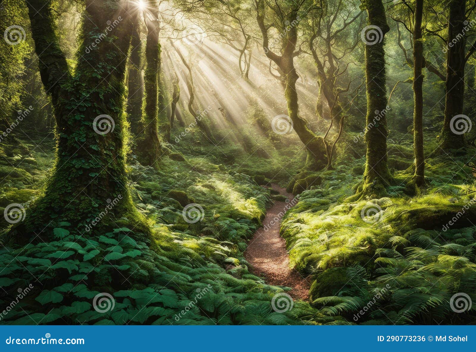 An Enchanted Forest Filled with Magical Creatures. Stock Illustration ...