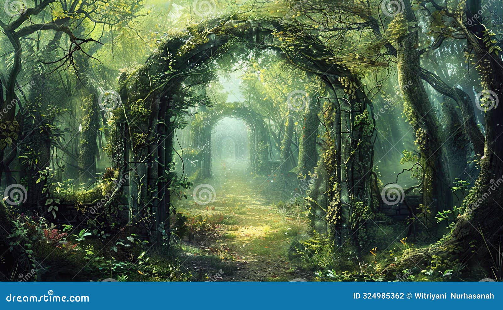 Enchanted Forest Gateway stock illustration. Illustration of mystery ...