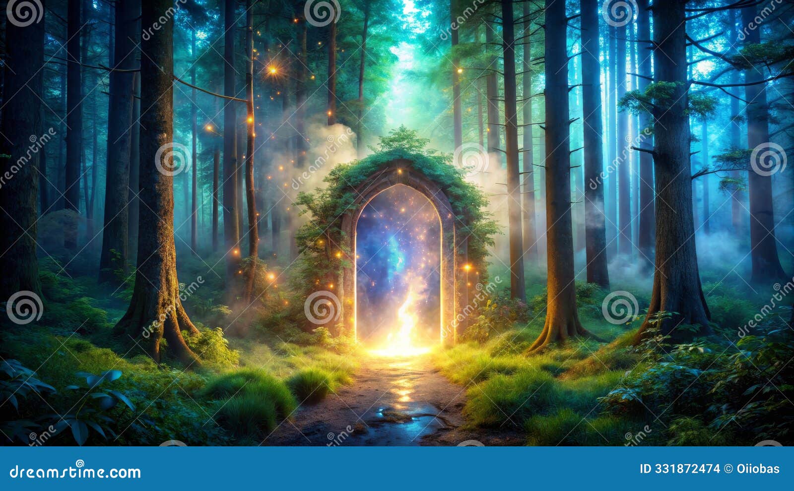 Enchanted Forest Gateway, Mystical, Fantasy, Nature, Magic Stock ...