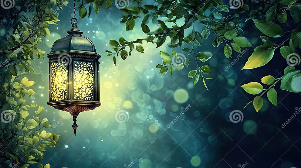 Enchanted Forest Lantern stock illustration. Illustration of green ...