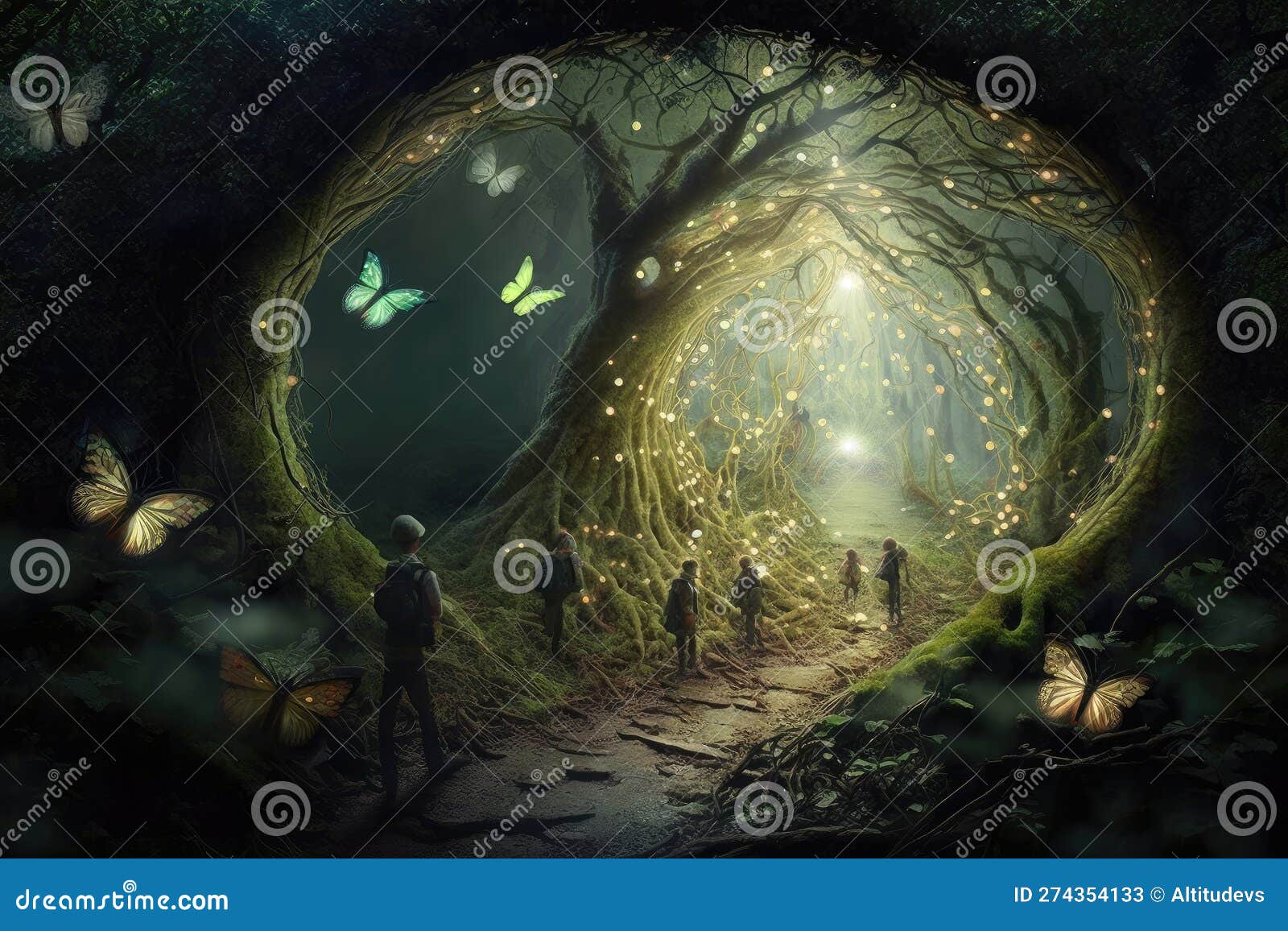 Enchanted Forest, with Magic and Fairies in the Air Stock Image - Image ...