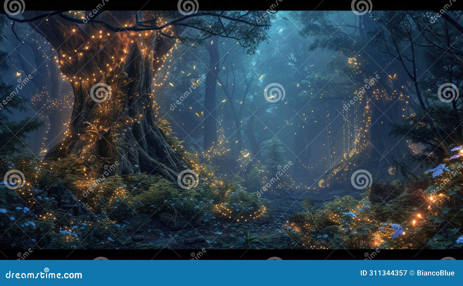 An Enchanted Forest with Magical Creatures. Resplendent. Stock Image ...