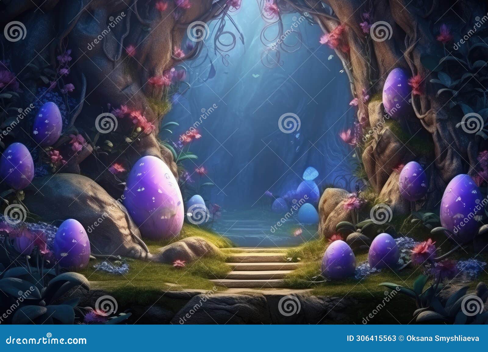 Enchanted Forest with Magical Easter Eggs. Mystical Easter Eggs Nestled ...