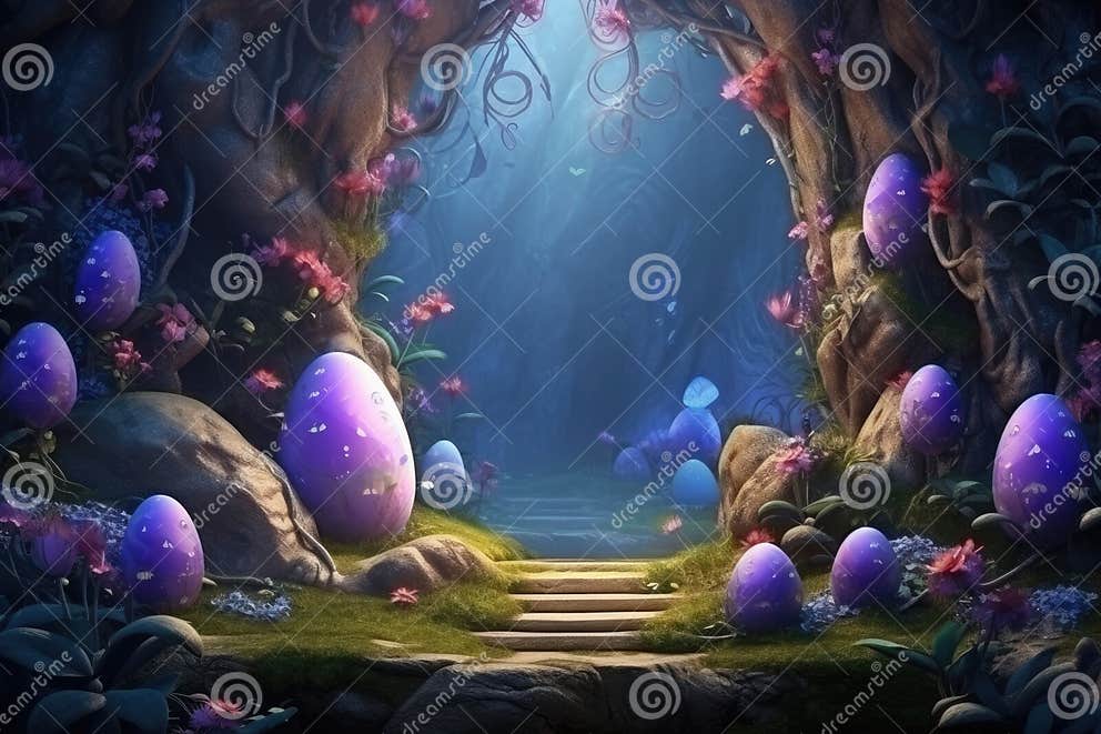 Enchanted Forest with Magical Easter Eggs. Mystical Easter Eggs Nestled ...