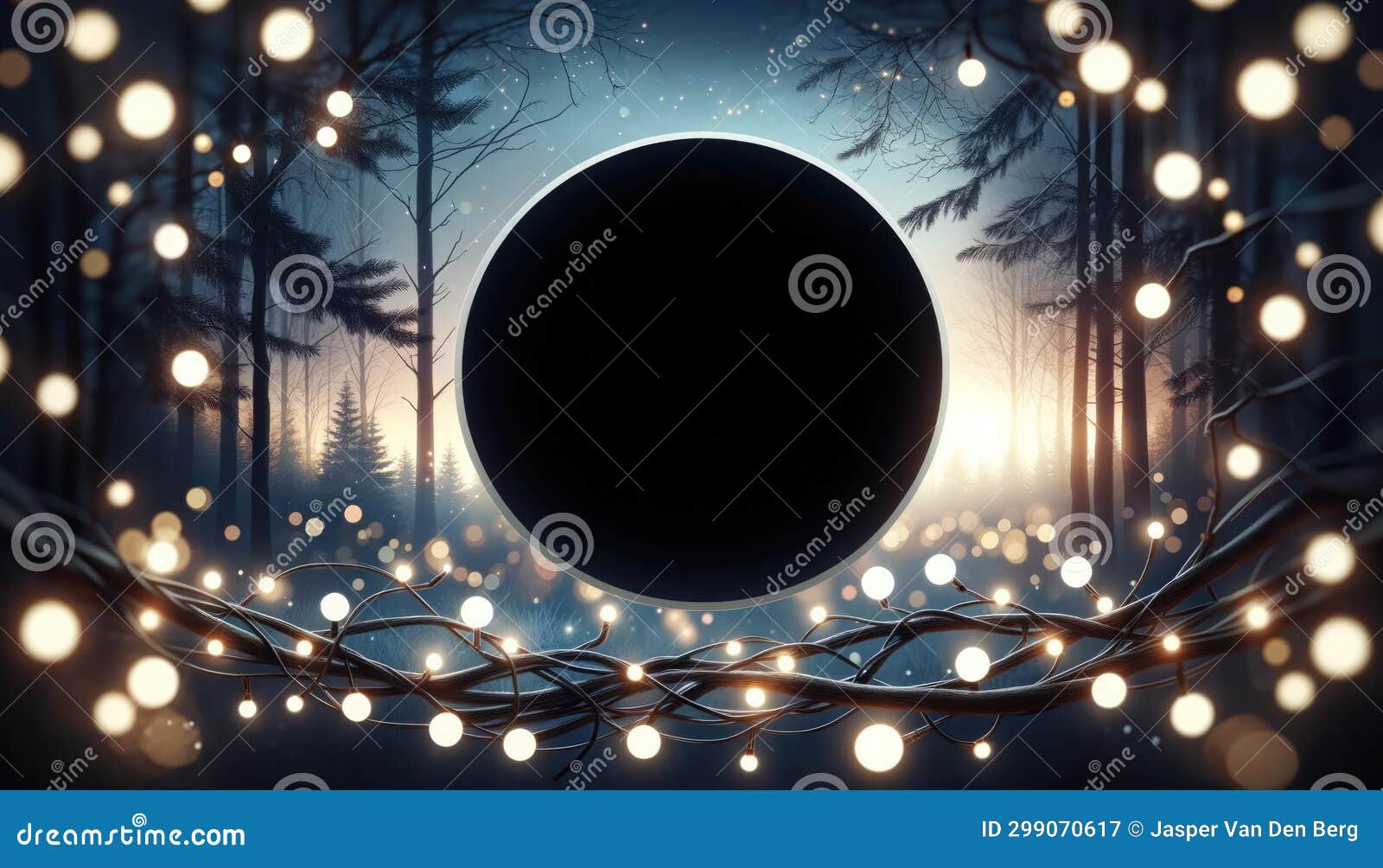 Enchanted Forest with Magical Lights and Mysterious Eclipse, AI ...