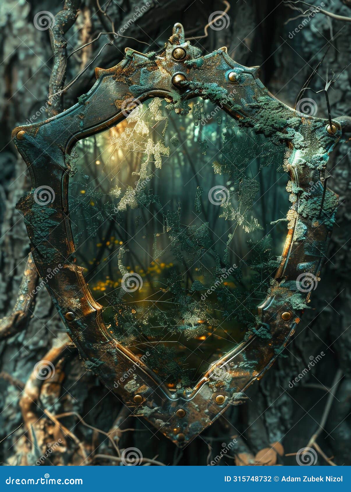 Enchanted Forest Mirror stock illustration. Illustration of vintage - 315748732