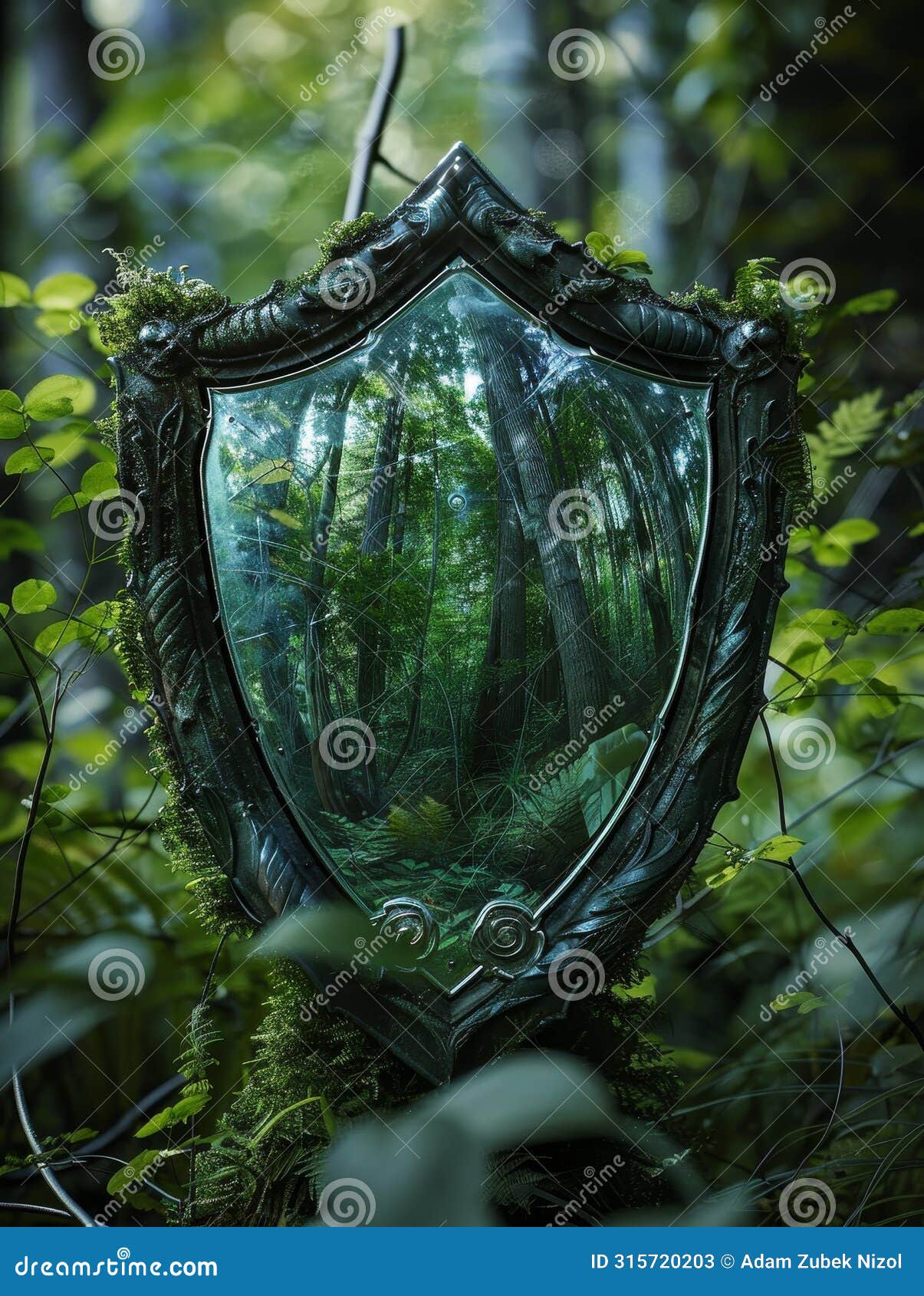 Enchanted forest mirror stock illustration. Illustration of lush ...