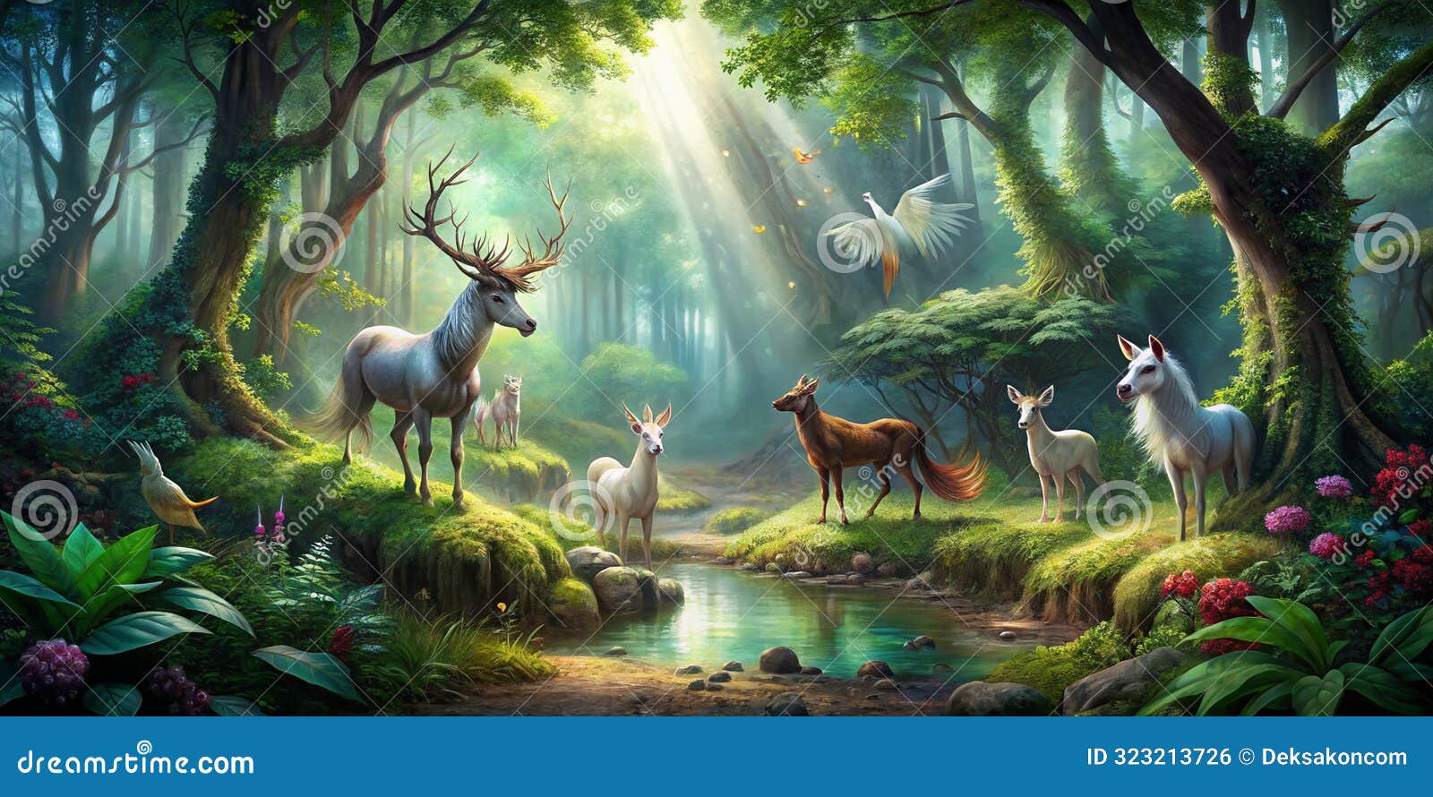Enchanted Forest Mythical Creatures Light Communication AI-Created ...