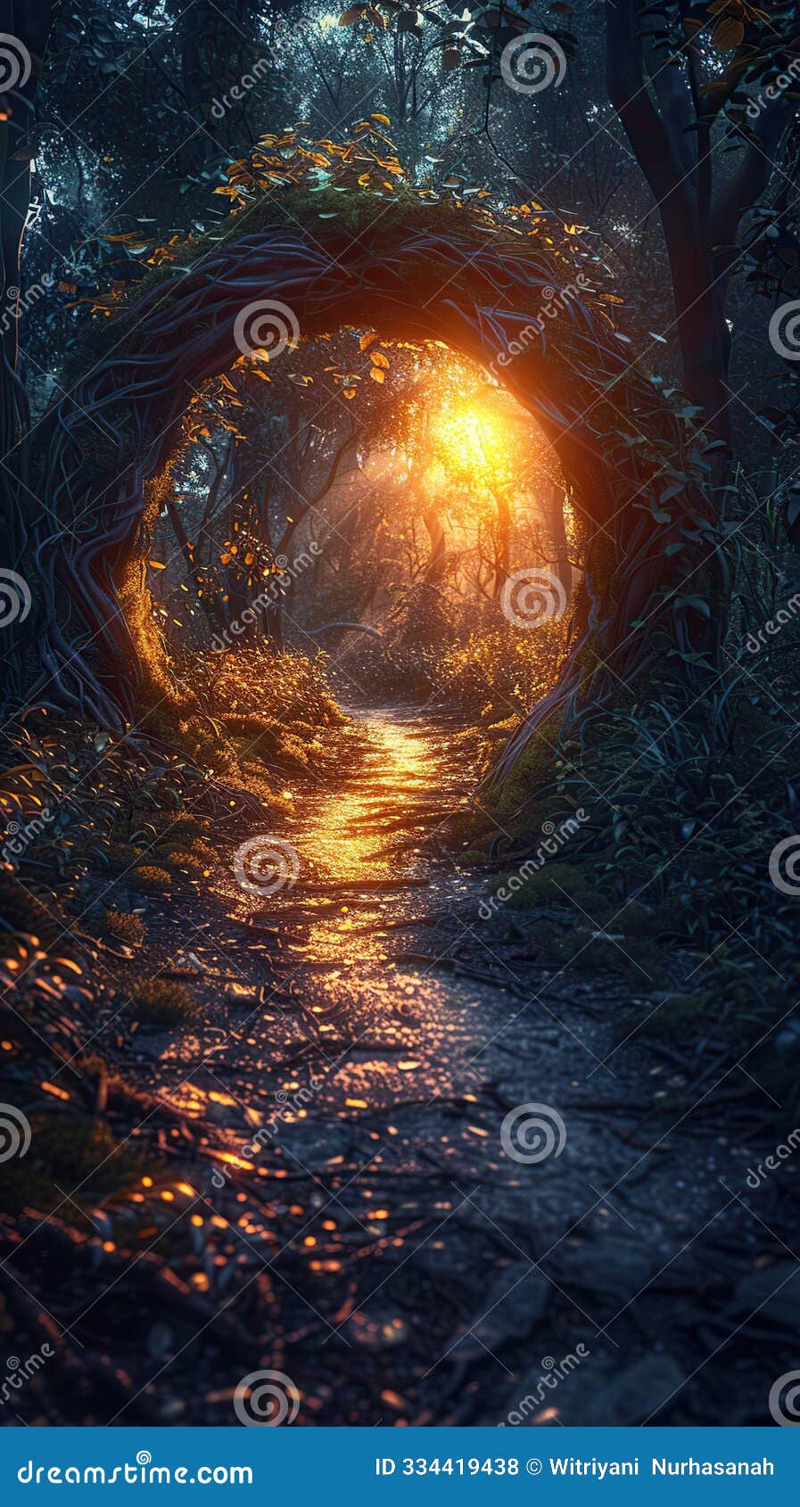 Enchanted Forest Path stock illustration. Illustration of trail - 334419438