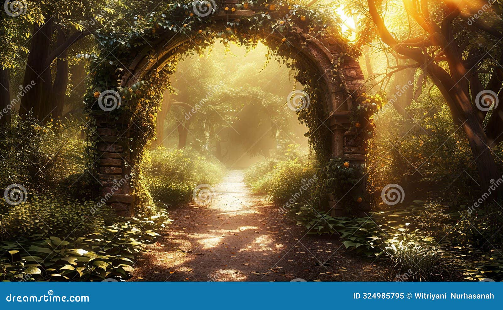 Enchanted Forest Path stock illustration. Illustration of leaves ...
