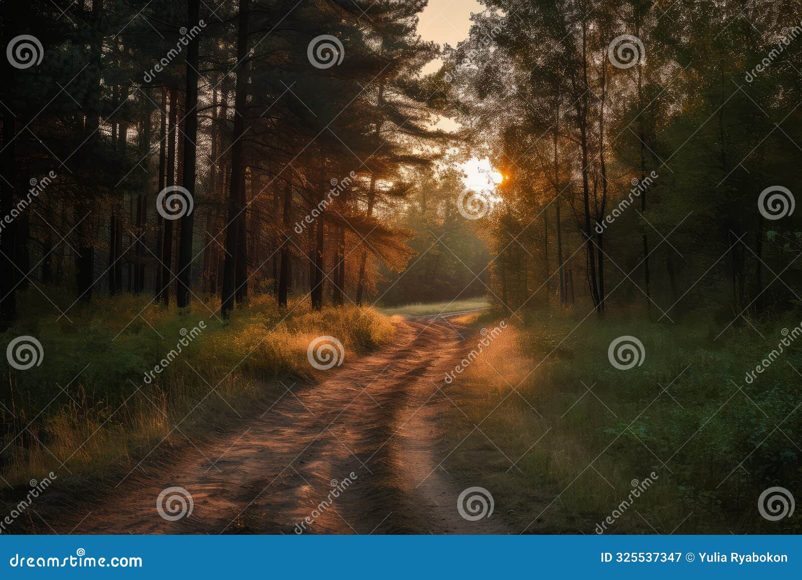 Enchanted Forest Path at Sunset Stock Image - Image of forest, hiking ...