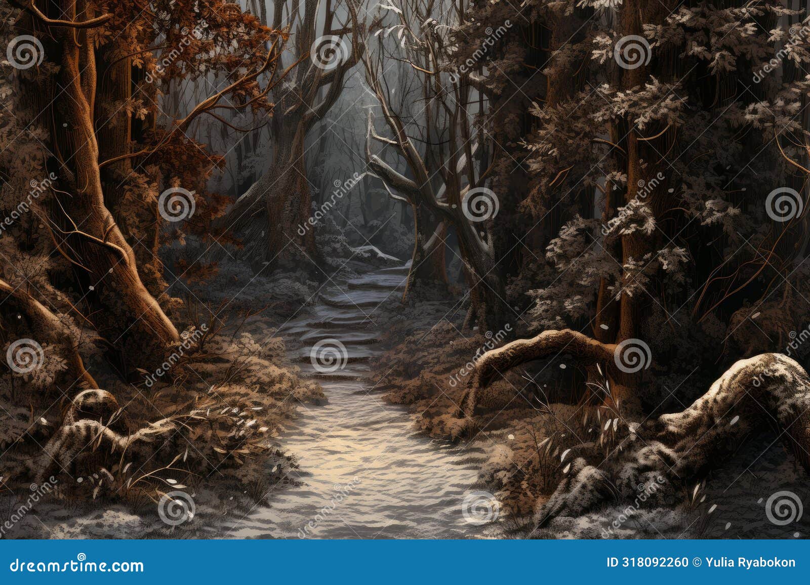 Enchanted Forest Path at Twilight Stock Photo - Image of calm, natural ...