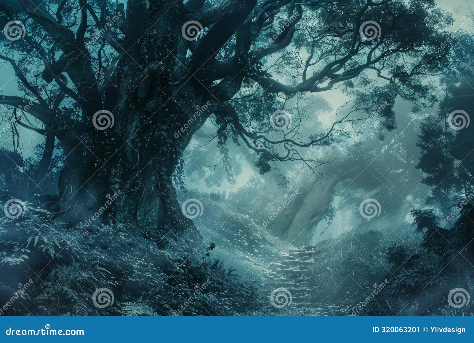 Enchanted Forest Path at Twilight Stock Image - Image of atmospheric ...