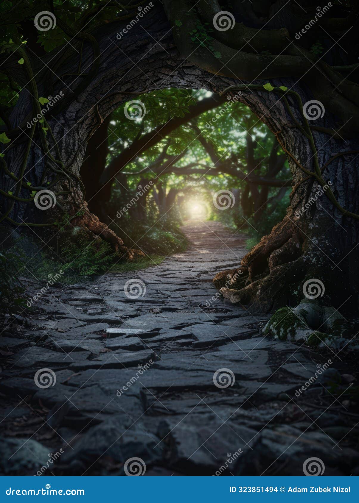 Enchanted forest pathway stock illustration. Illustration of pathway ...