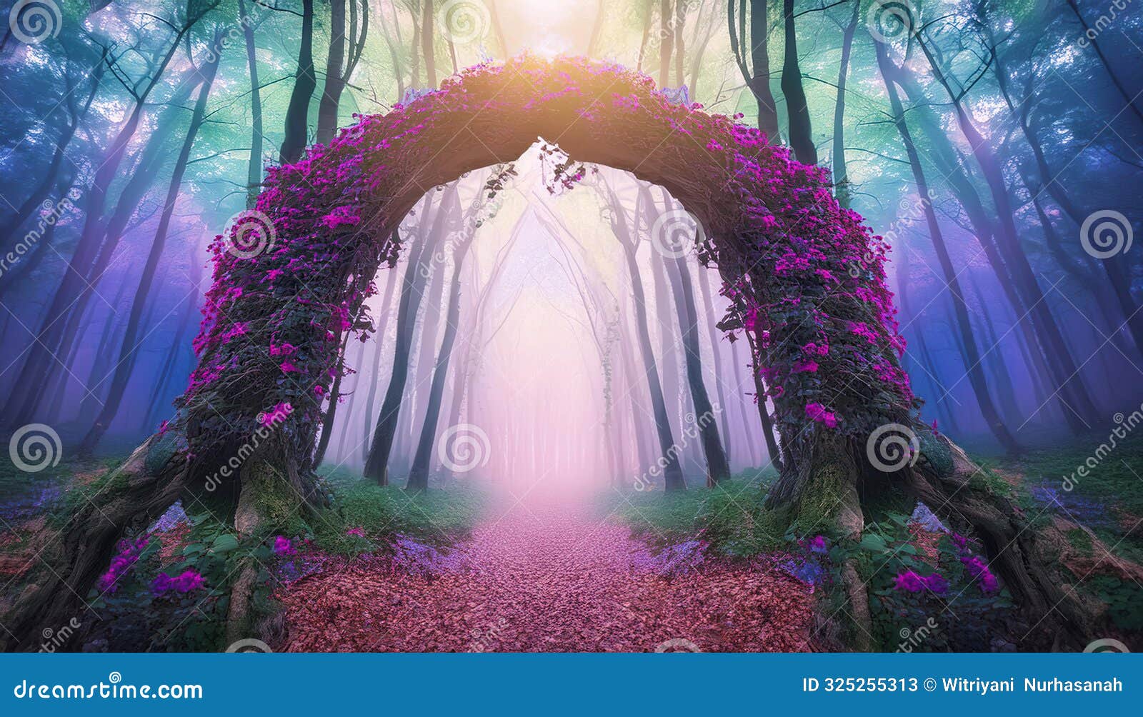 Enchanted Forest Pathway stock illustration. Illustration of sunlight ...