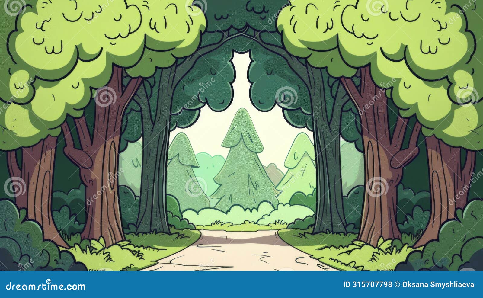 Enchanted Forest Pathway with Lush Green Trees and Magical Landscape ...