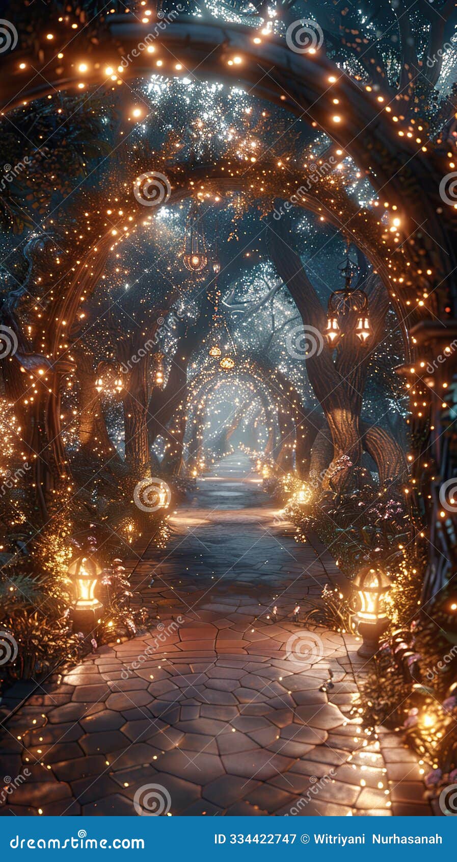 Enchanted Forest Pathway stock illustration. Illustration of archway ...