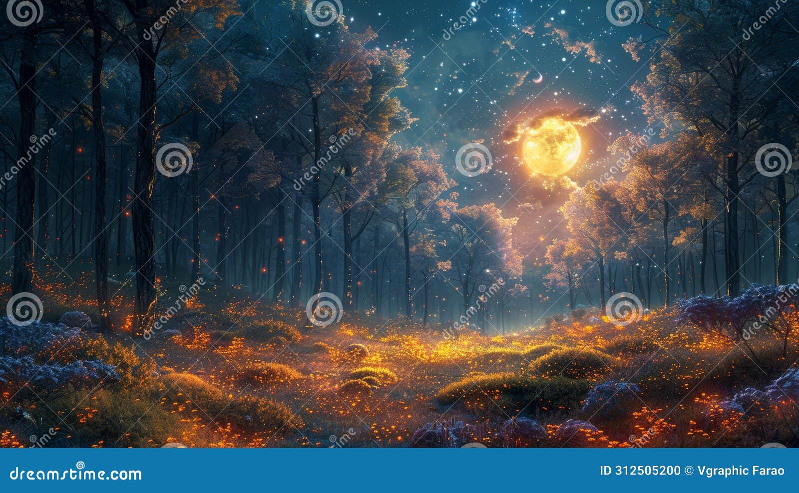 Enchanted Forest Scene with Glowing Elements and Magical Atmosphere ...