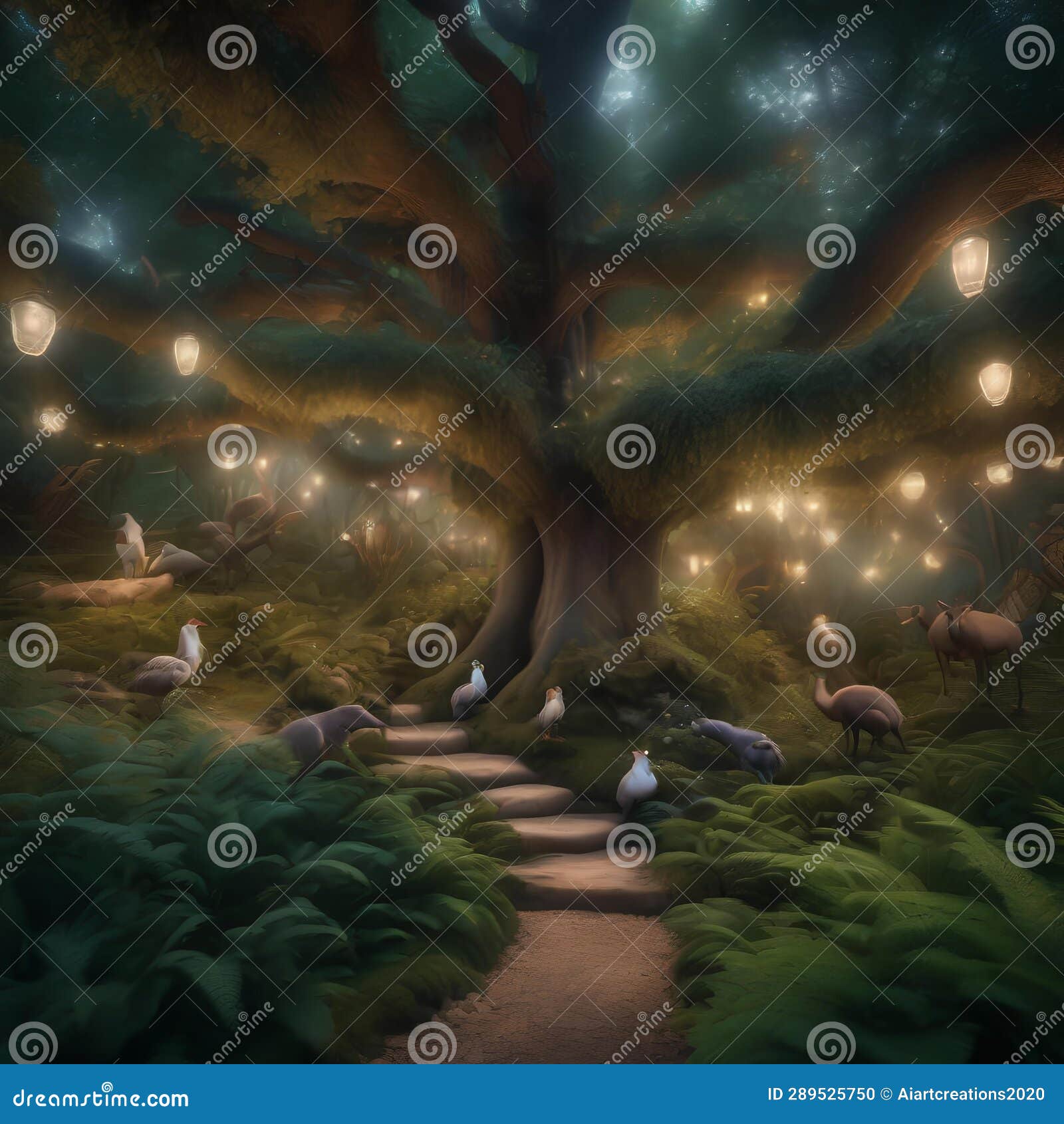 An Enchanted Forest with Talking Animals and Magical Trees1 Stock ...